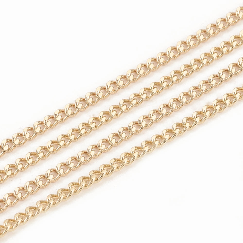 Soldered Faceted Brass Curb Chains Diamond Cut Chains with Spool Real ...