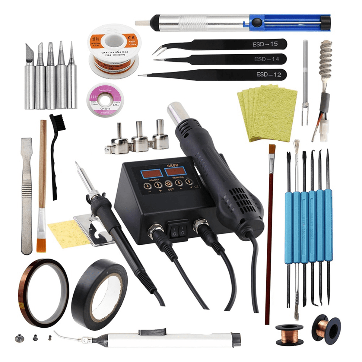 Soldering Iron Hot Air 2-In-1 BGA Rework Solder Station Desoldering ...