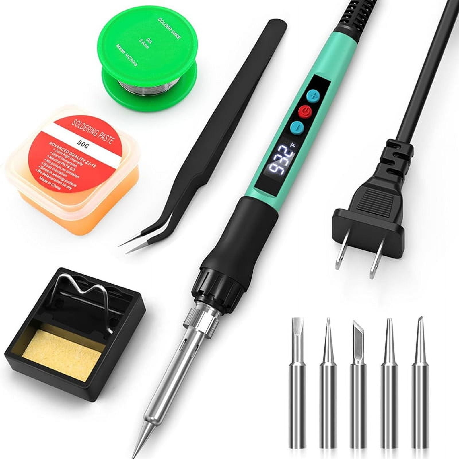 Soldering Iron Kit, 100W with LED Digital Display, Adjustable Temperature 300-1200°F Electronic ...