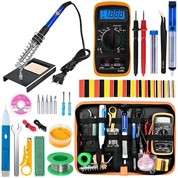 Soldering Iron Kit, 60W Adjustable Temperature, Digital Multimeter ...