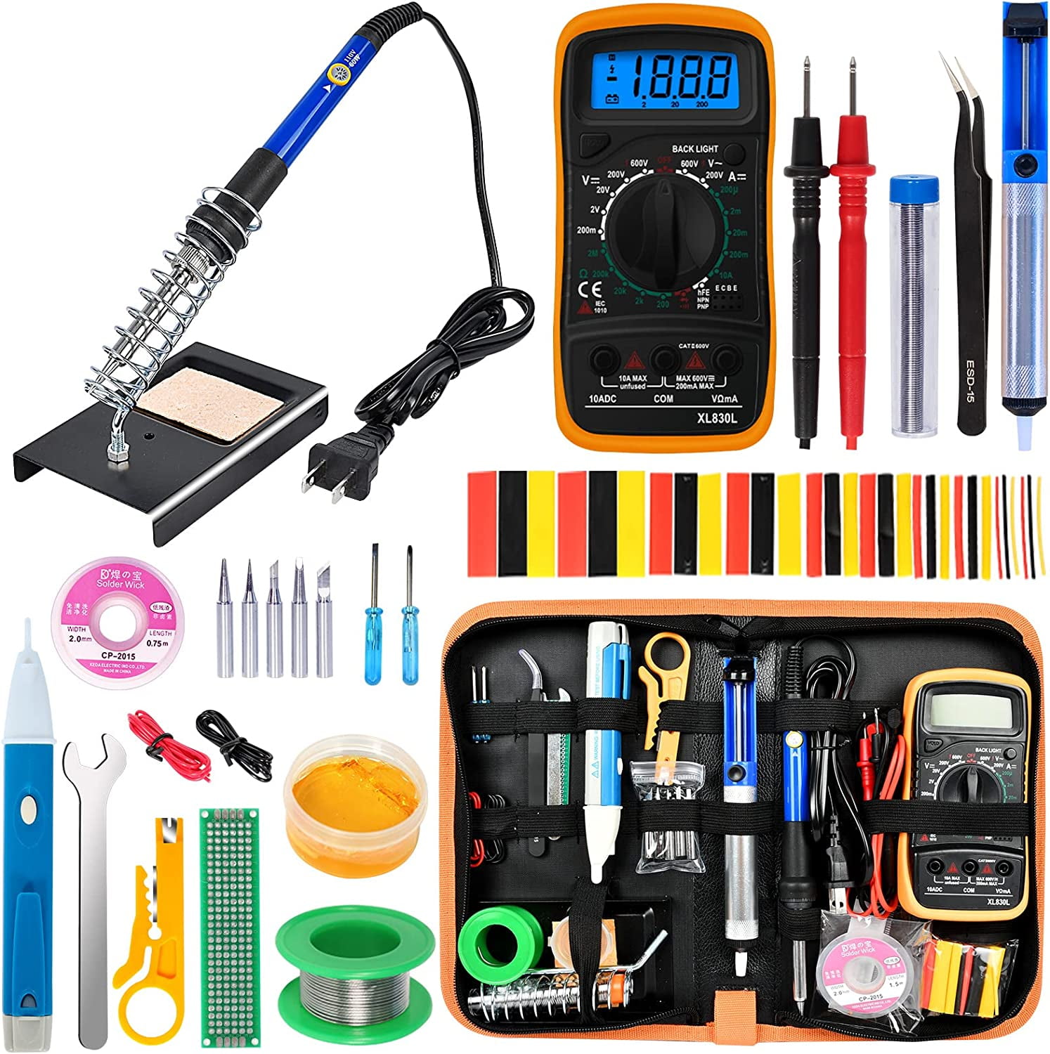 Soldering Iron Kit, 60W Adjustable Temperature, Digital Multimeter ...