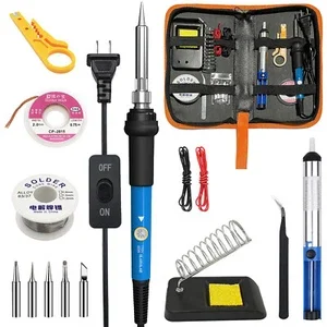 Soldering Iron Kit 60W Adjustable Temperature Welding Tool Solder Gun ...
