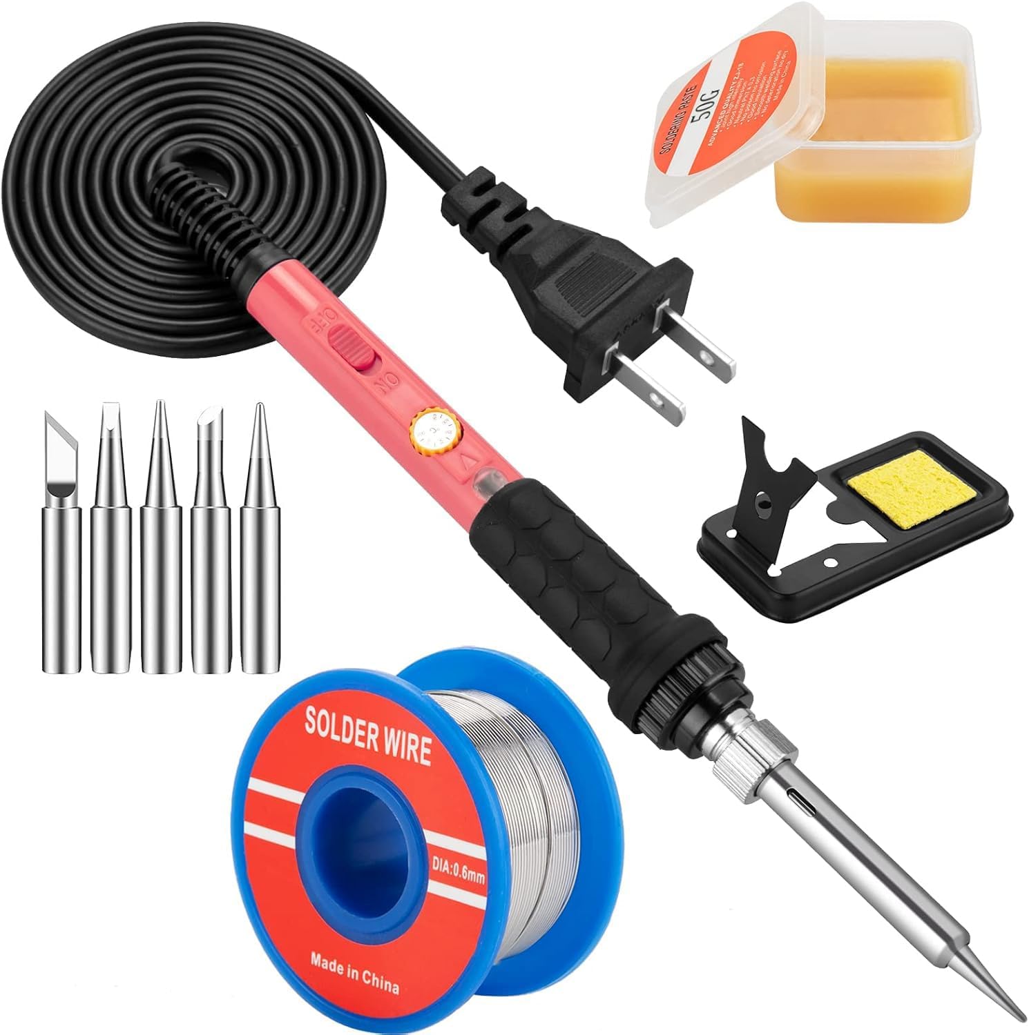 Soldering Iron Kit, 60W Soldering Iron with 5pc Interchangeable Tips ...