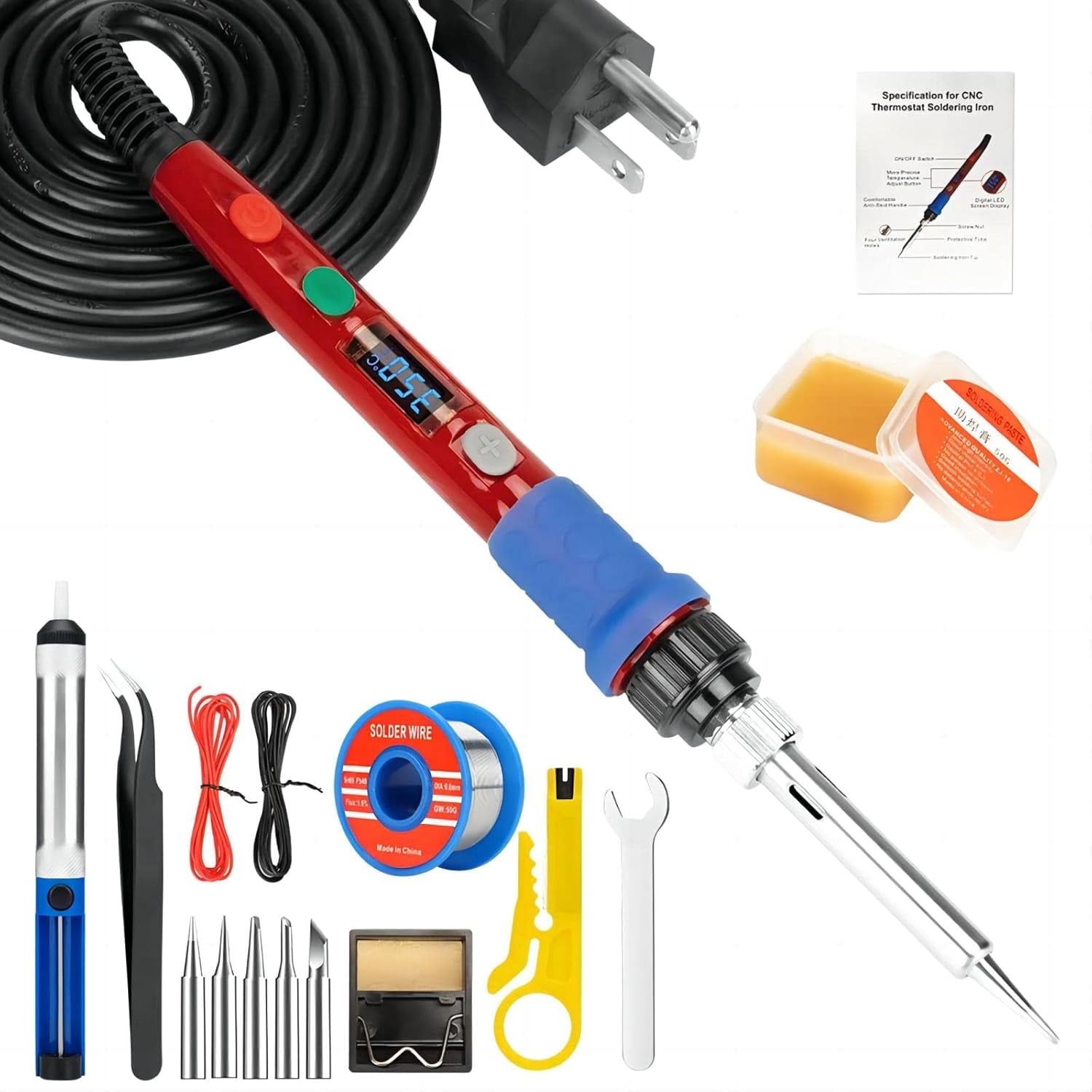 Soldering Iron Kit, 60W Soldering Iron with 5pc Interchangeable Tips ...