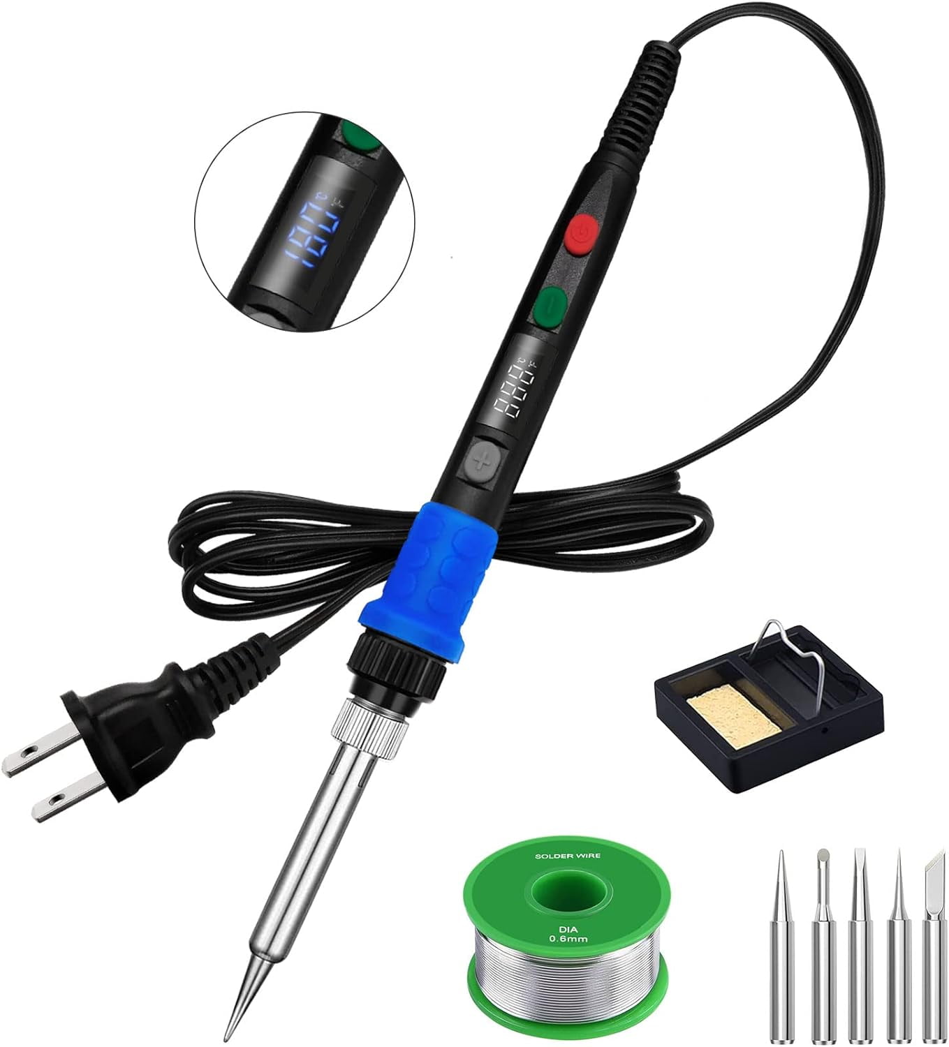 Soldering Iron Kit, 60W Soldering Iron with 5pc Interchangeable Tips ...