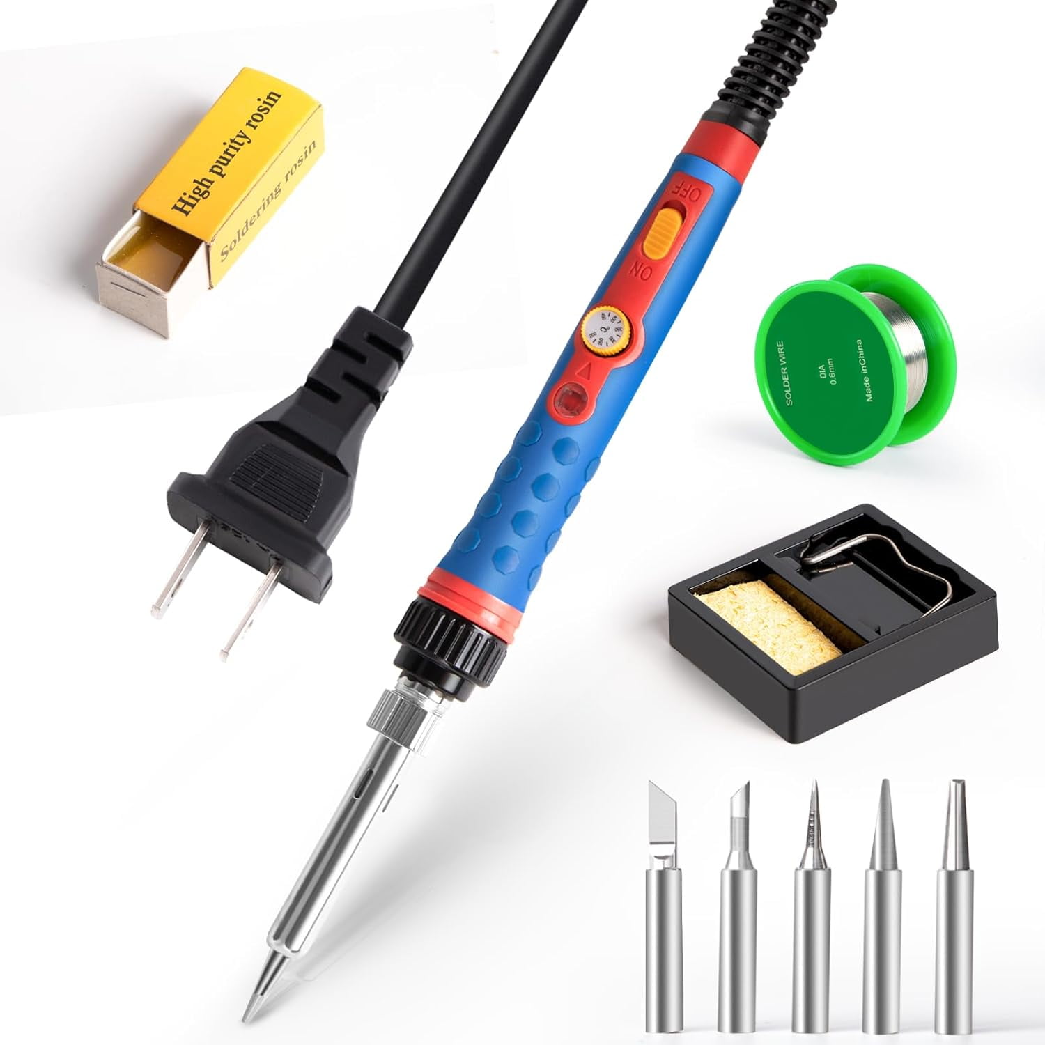 Soldering Iron Kit, 60W Soldering Iron with 5pc Interchangeable Tips ...