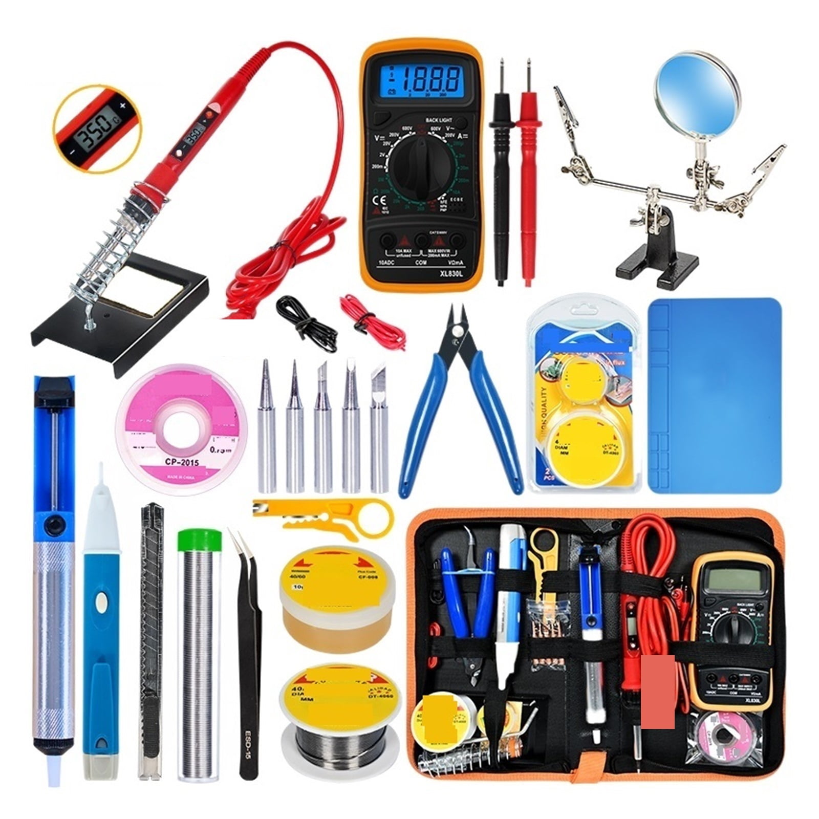 Soldering Iron Kit,80W Adjustable Temperature Soldering Iron Kit With ESD Heat Insulation ...