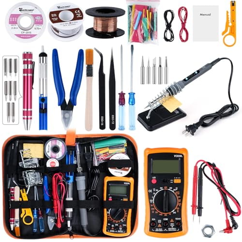 Soldering Iron Kit with Digital Multimeter, 80W LCD Adjustable ...