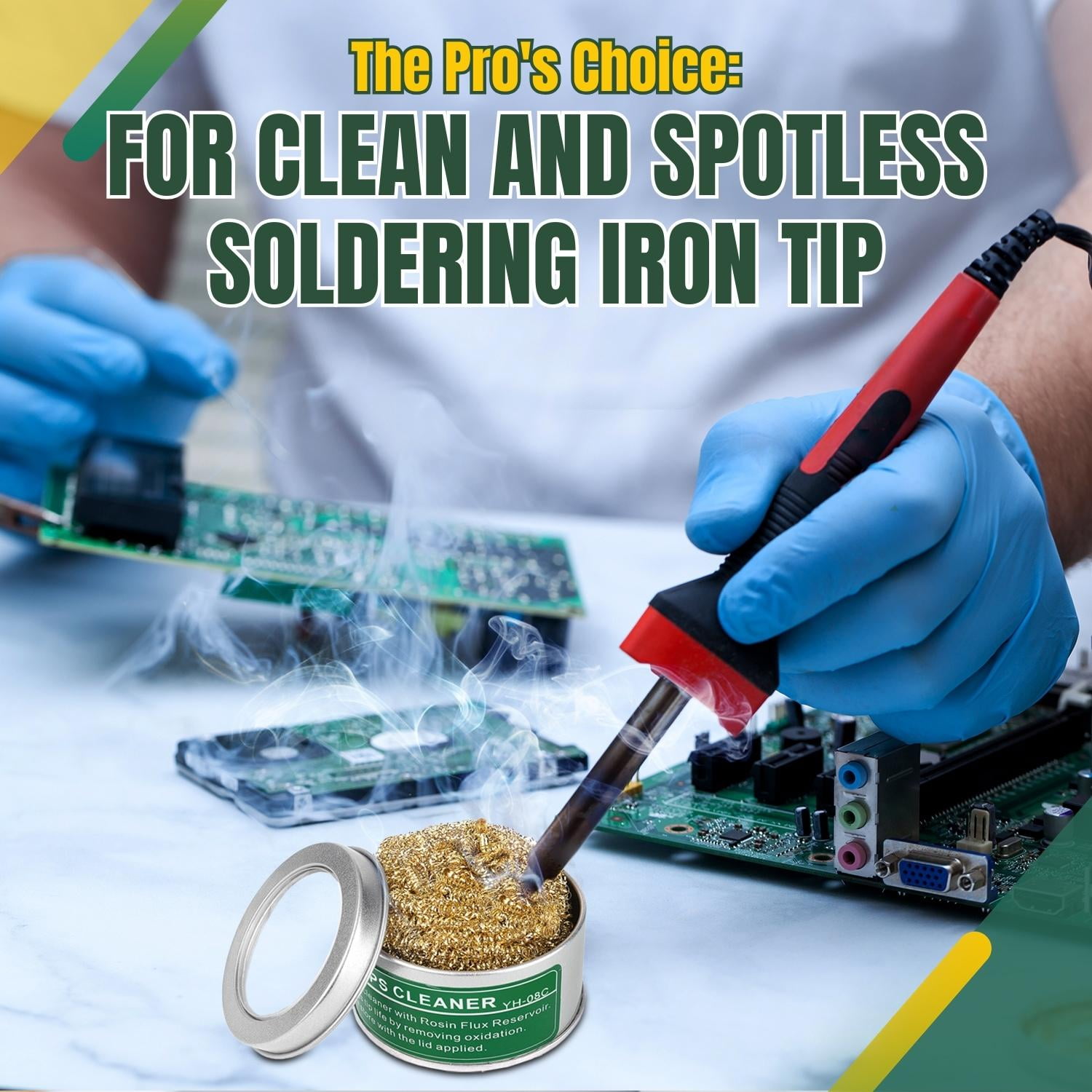 Soldering Iron Tip Cleaner, Soft Coiled Brass Wire Sponge Stainless ...