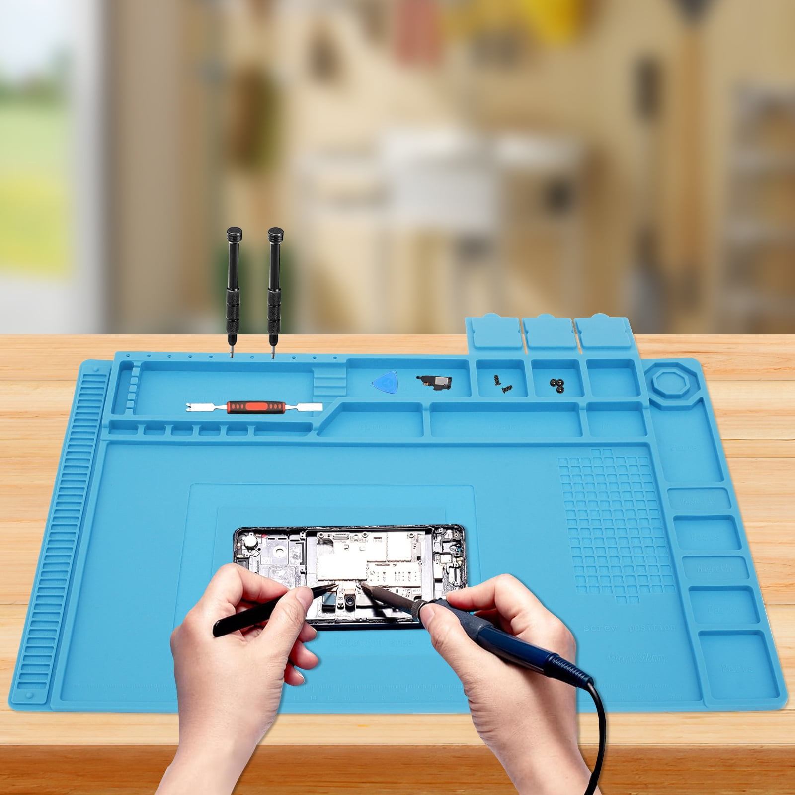 Soldering Mat 17.7inch Heat Resistant Silicone Repair Mat Reusable ...