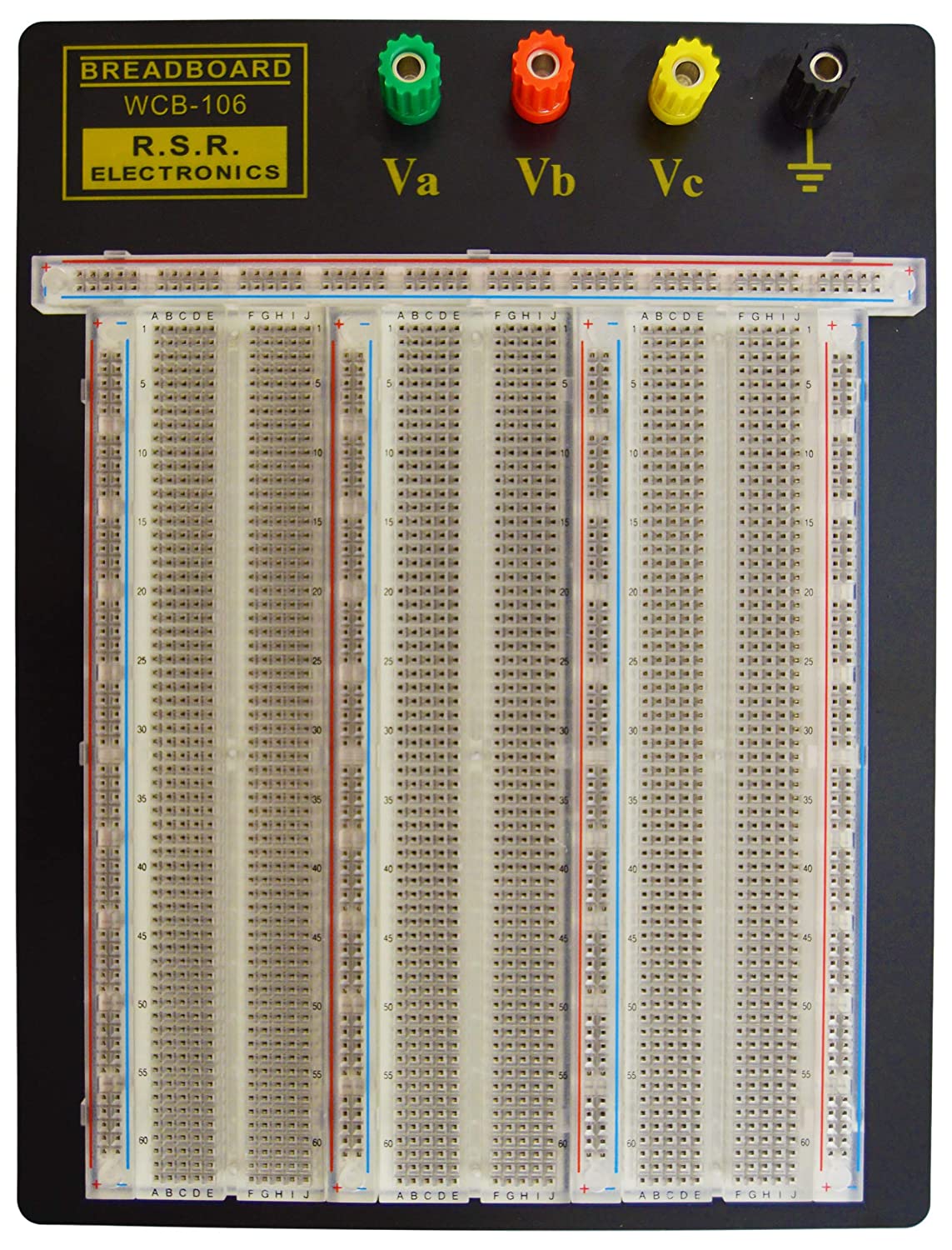 Solderless Clear Breadboard - 2,390 Tie Points, 4 Binding Posts, 9.4" x ...