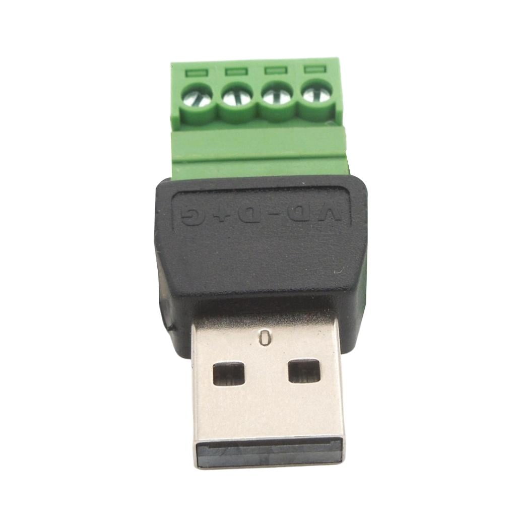 Solderless USB Connectors USB 2.0 Male Plugs to Screw Terminals ...