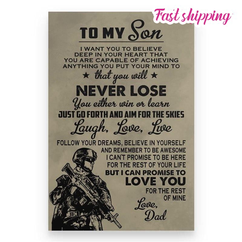 Soldier Dad To Son Never Lose Poster Wall Art Vertical 11 x 17 Inch ...