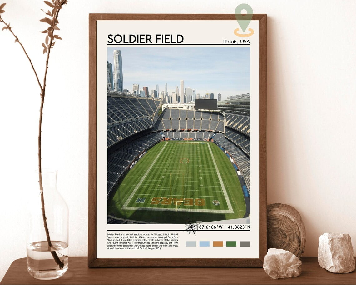Soldier Field Print, Soldier Field Poster, Soldier Field Wall Art ...