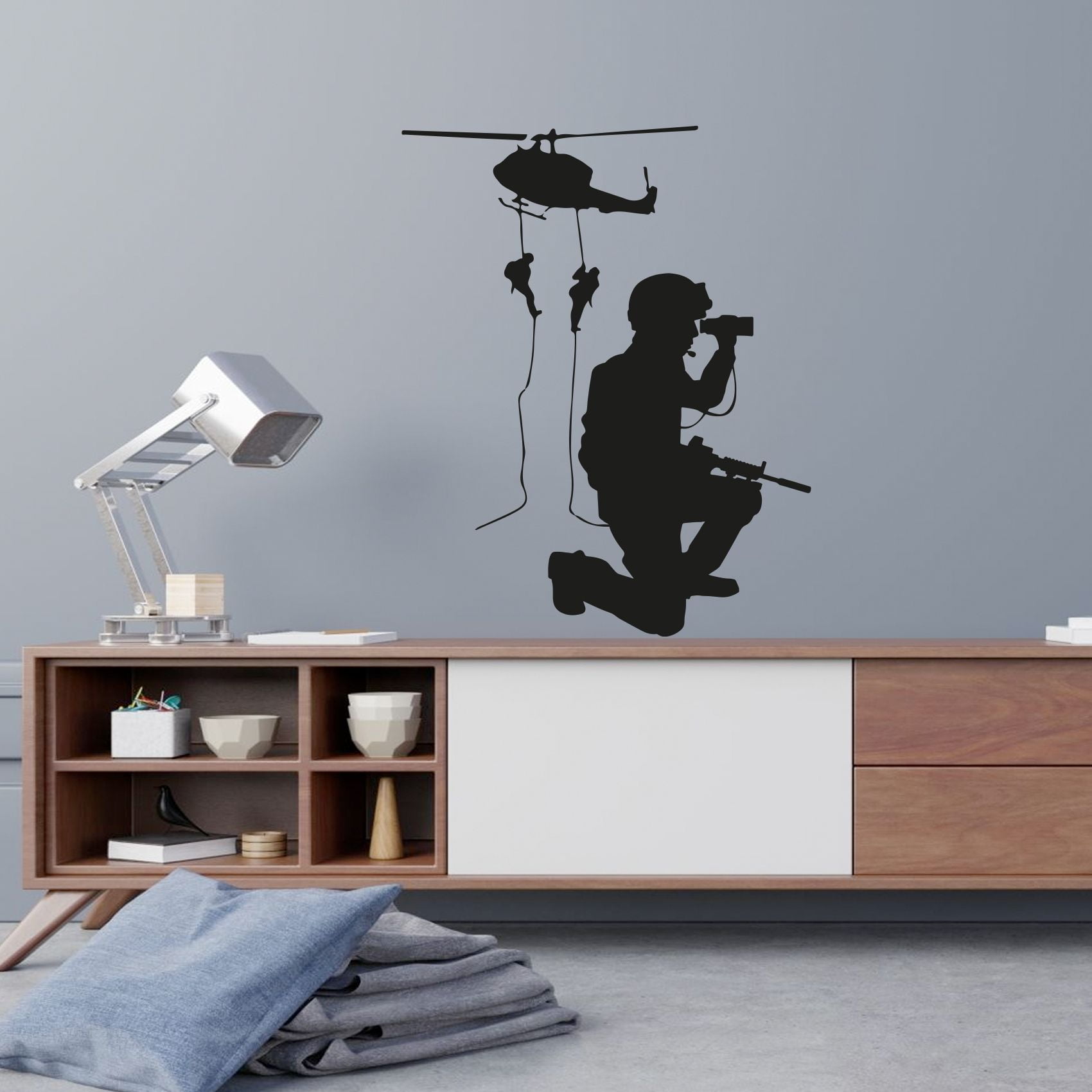 Soldier Helicopter Landing Military Swat Team Army Men Wall Sticker Art ...