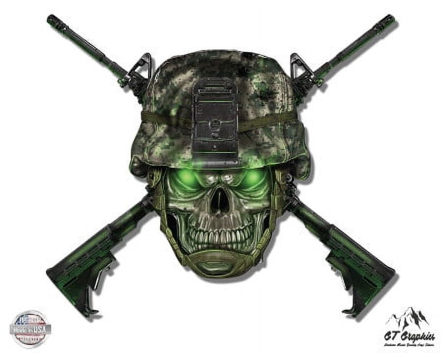 Soldier Military Army Camouflage Skull - 12" Vinyl Sticker Waterproof ...