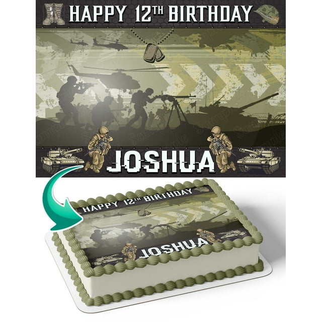 Soldier Military Vetera Army Navy Tank Edible Image Cake Topper ...