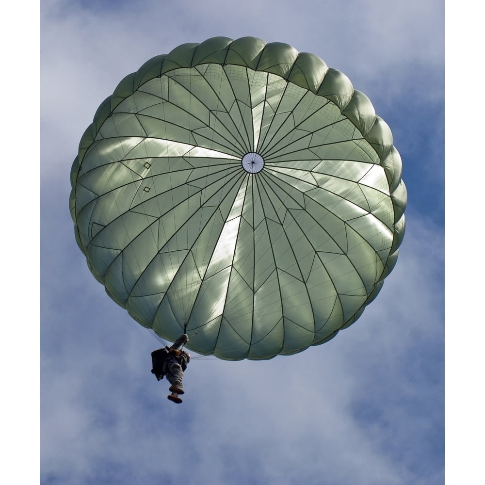 Soldier Of The 82Nd Airborne Descends From A Parachute Drop Over The ...