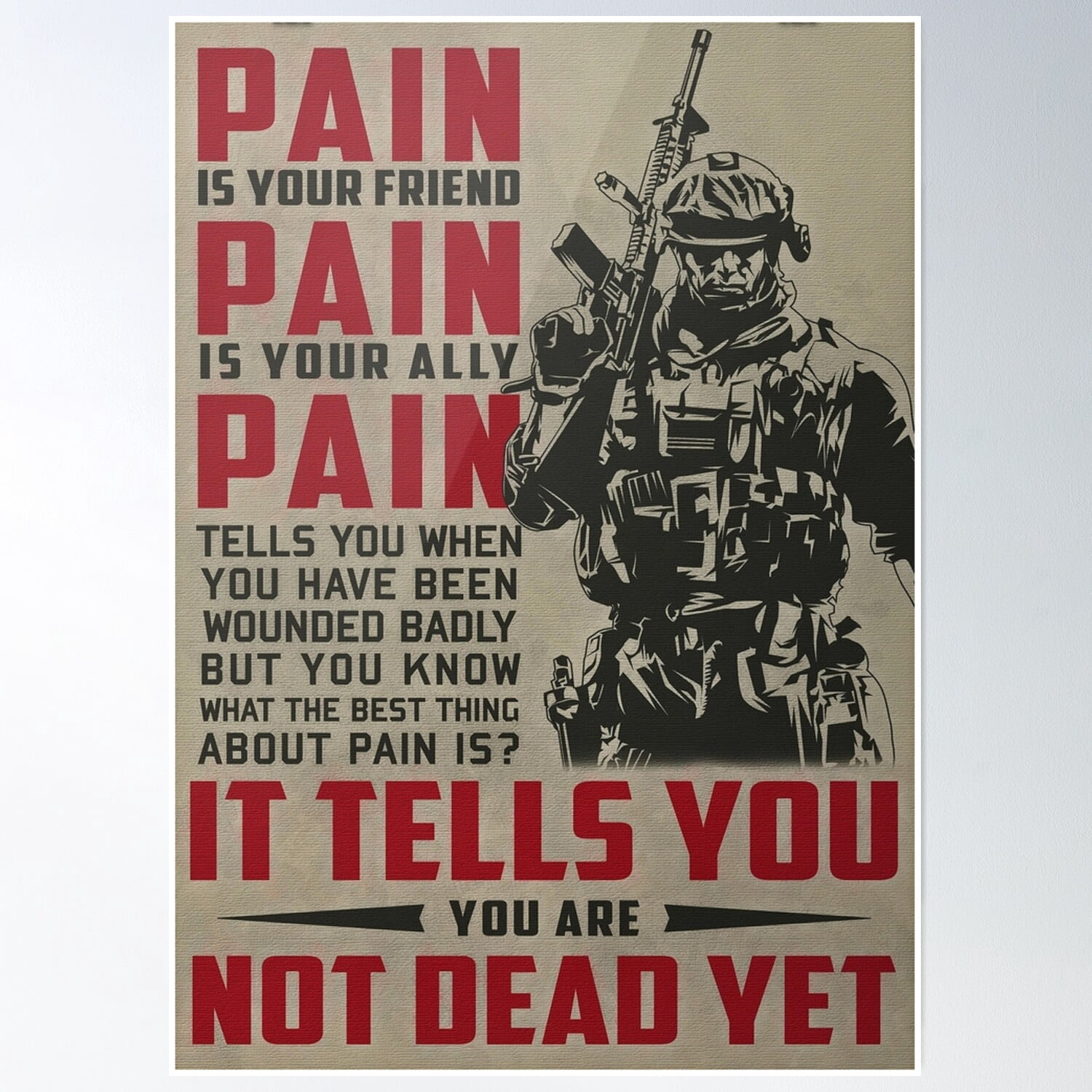 Soldier Pain Is Your Friend Pain Is Your Ally Poster Poster Wall Art ...