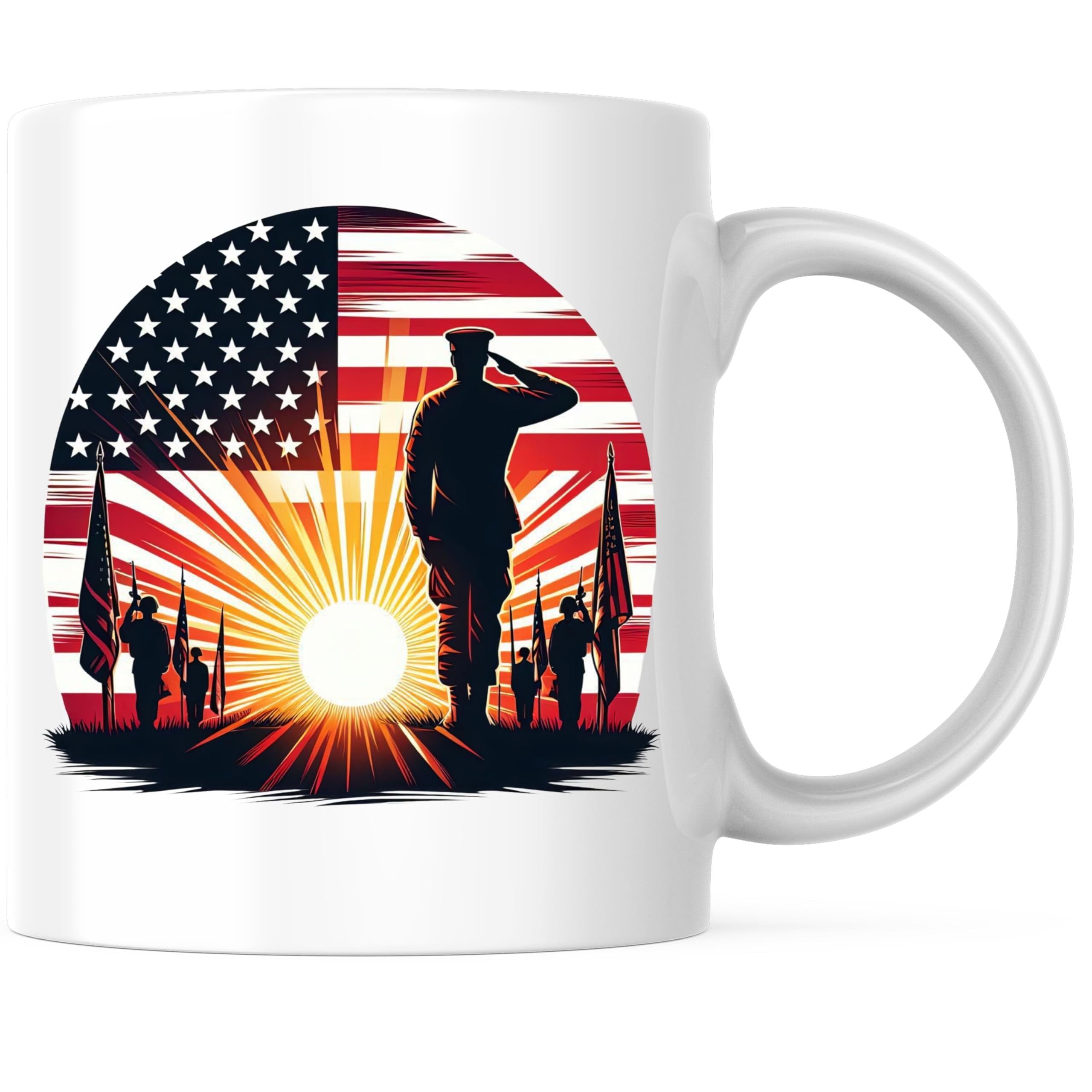 Soldier Saluting American Flag Coffee Mug - Red White and Blue - USA ...