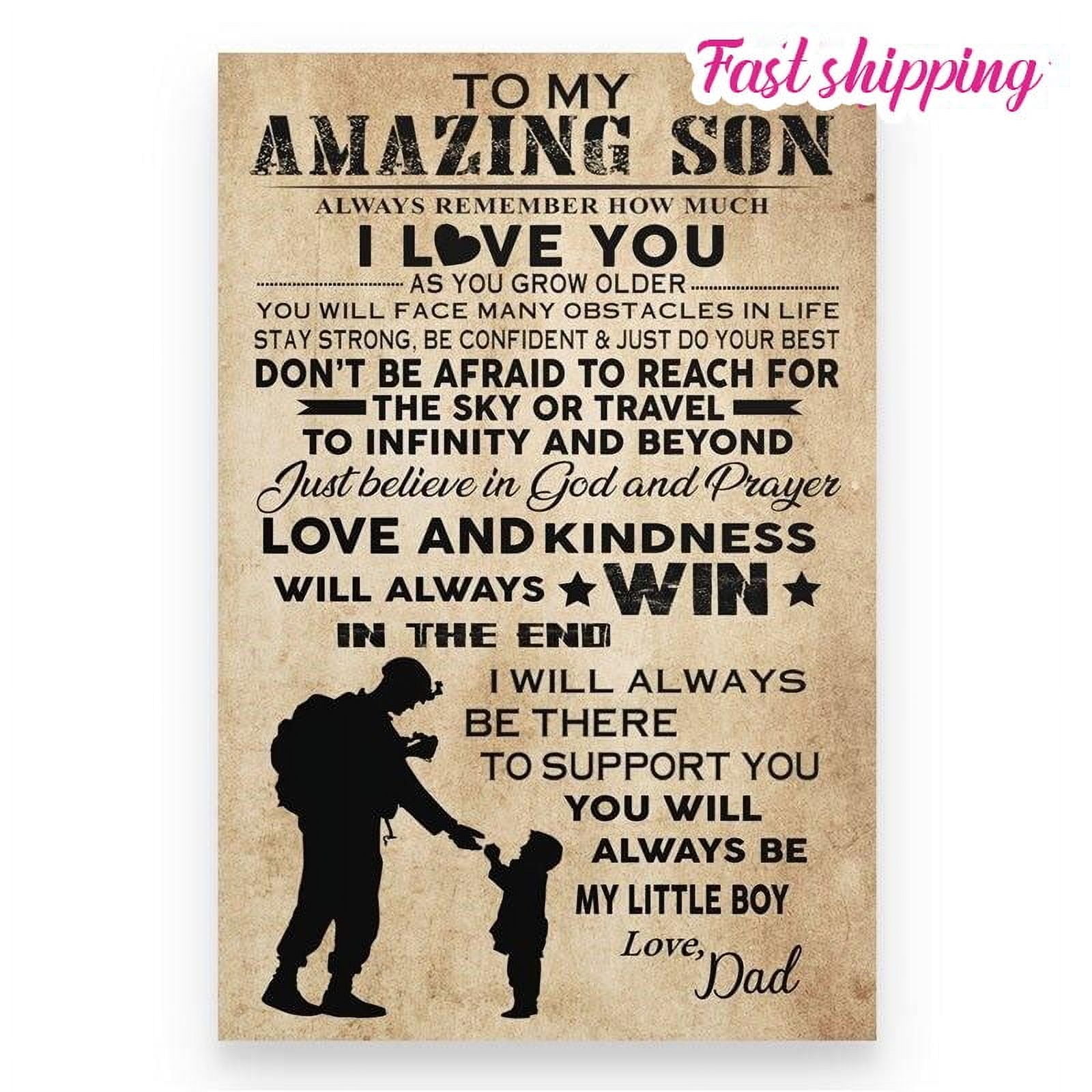 Soldier To My Son Always Remember How Much I Love You Poster Wall Art Vertical 16 x 24 Inch ...