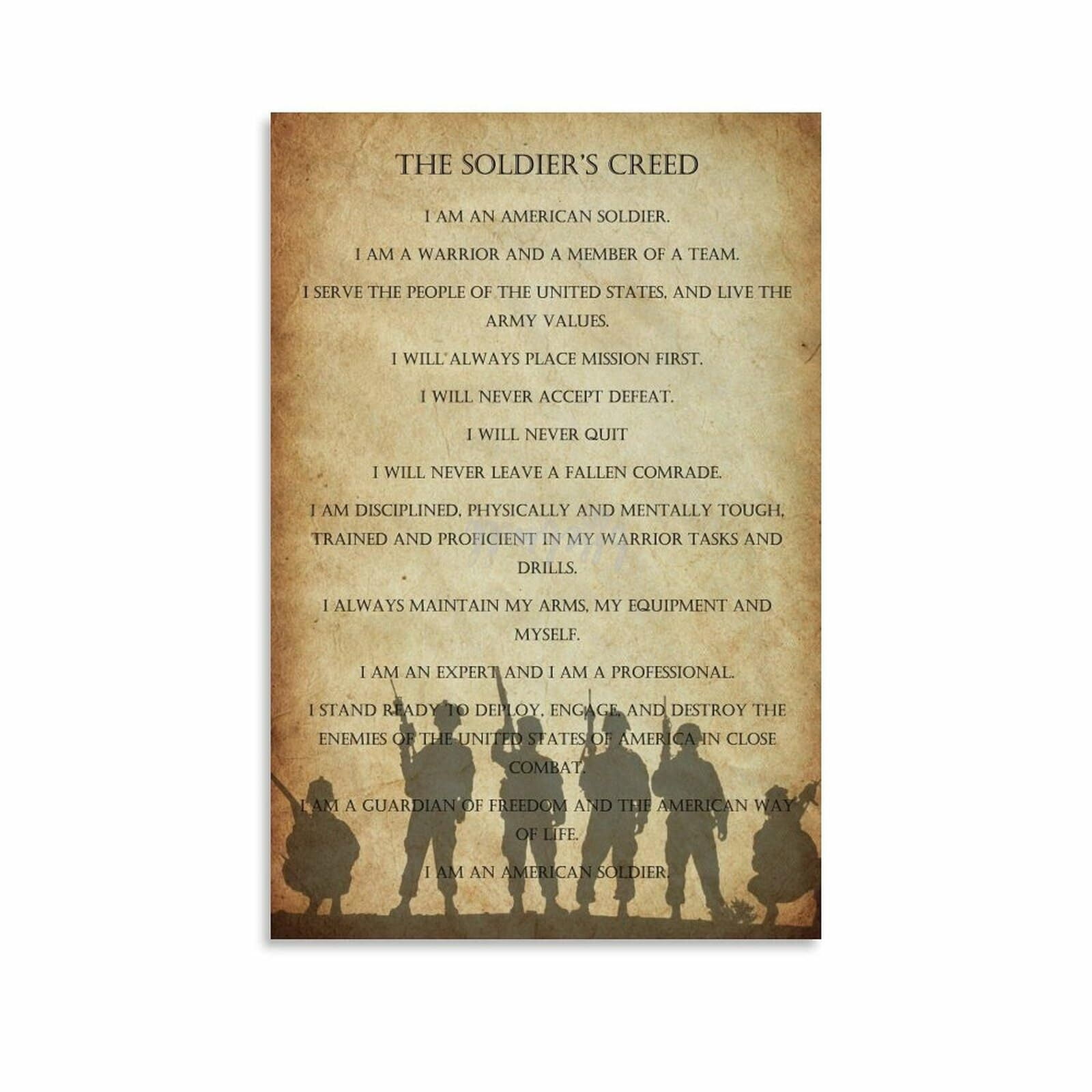 Soldier's Creed Poster American Soldier Spirit (1) Canvas Painting for ...