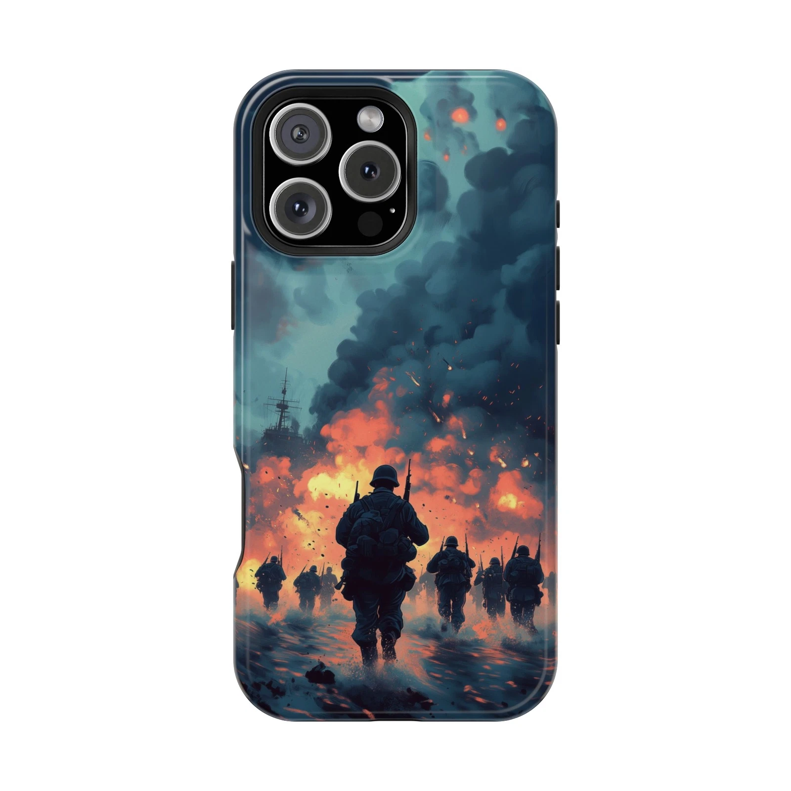 Soldiers Beach World War 2 Scene Phone Case for iPhone 11 to 16 Pro Max ...