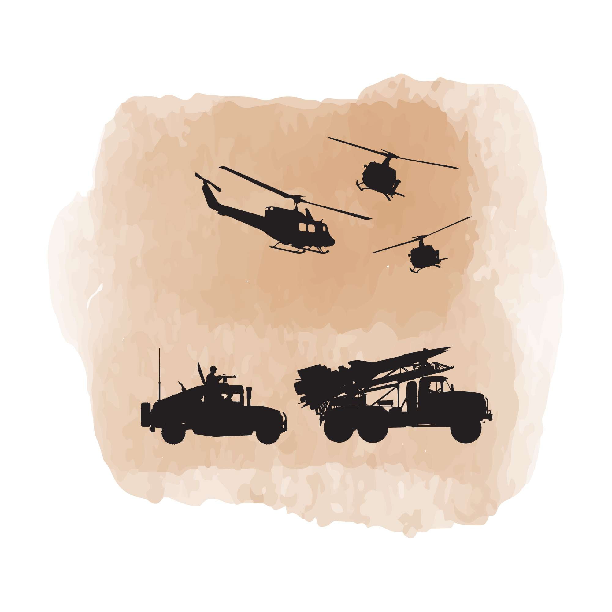Soldiers Helicopter Vehicles Silhouette Design Wall Art Sticker Designs ...