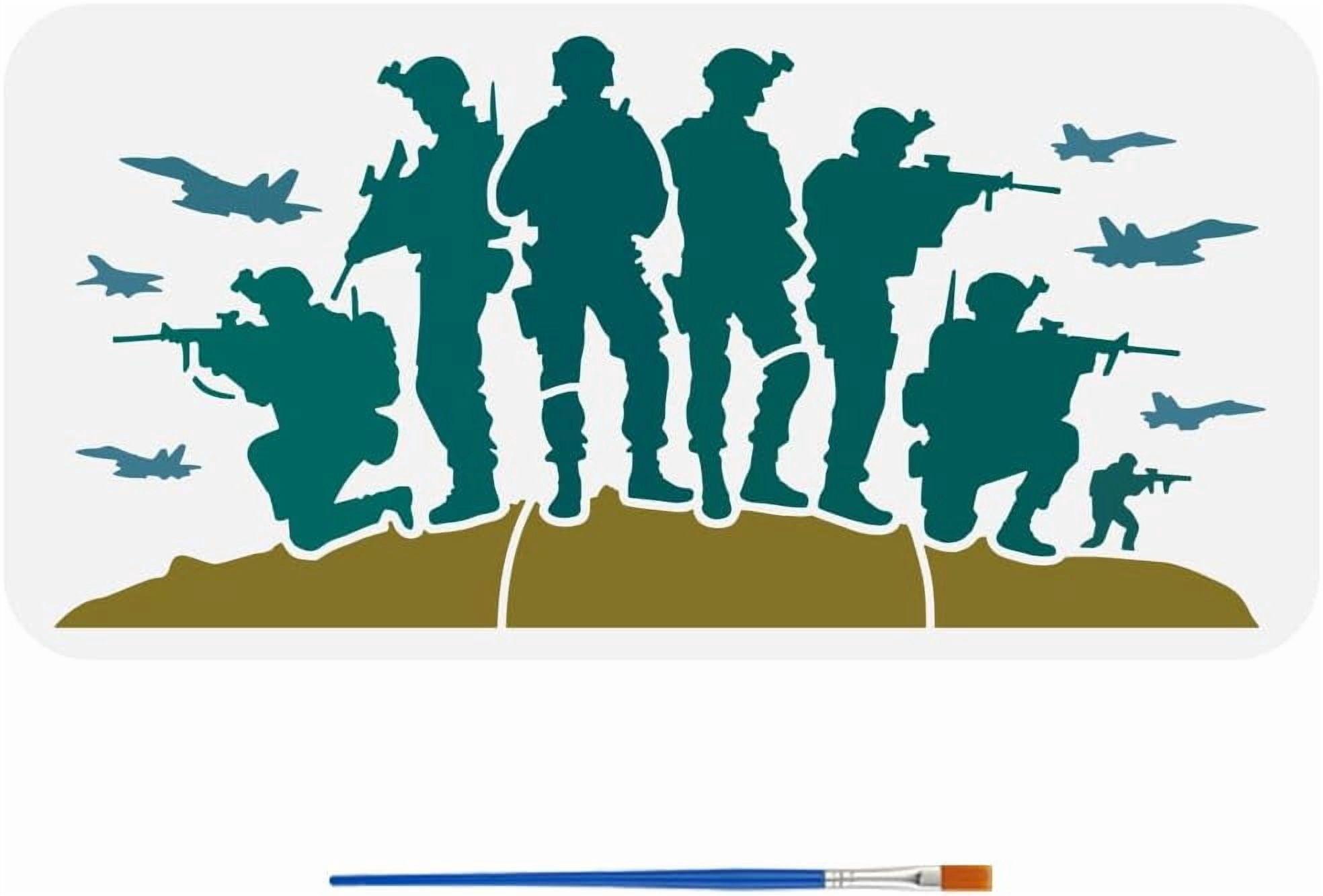 Soldiers Planes Stencil with Paint Brush 5.9x11.8inch Fighter Planes ...