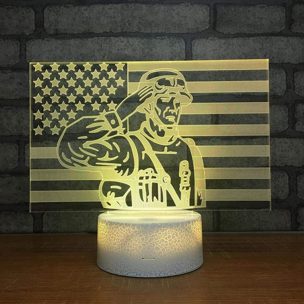 Soldiers Toys 3D Illusion Night Light Smart Touch Lamp Creative RGB Led ...