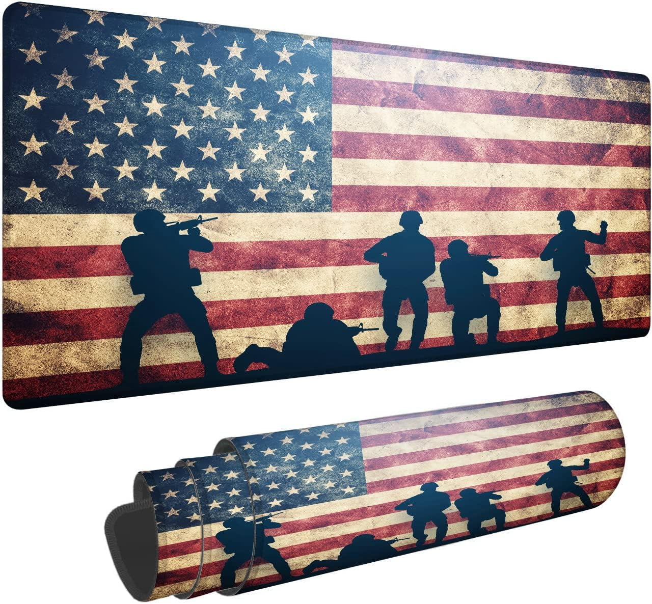 Soldiers USA Flag Gaming Mouse Pad - Large XL Desk Mat Non-Slip Laptop ...