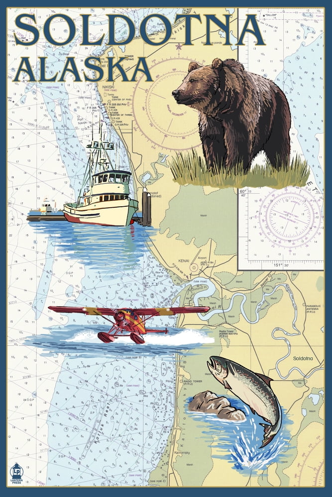 Soldotna, Alaska, Nautical Chart (12x18 Wall Art Poster, Room Decor ...