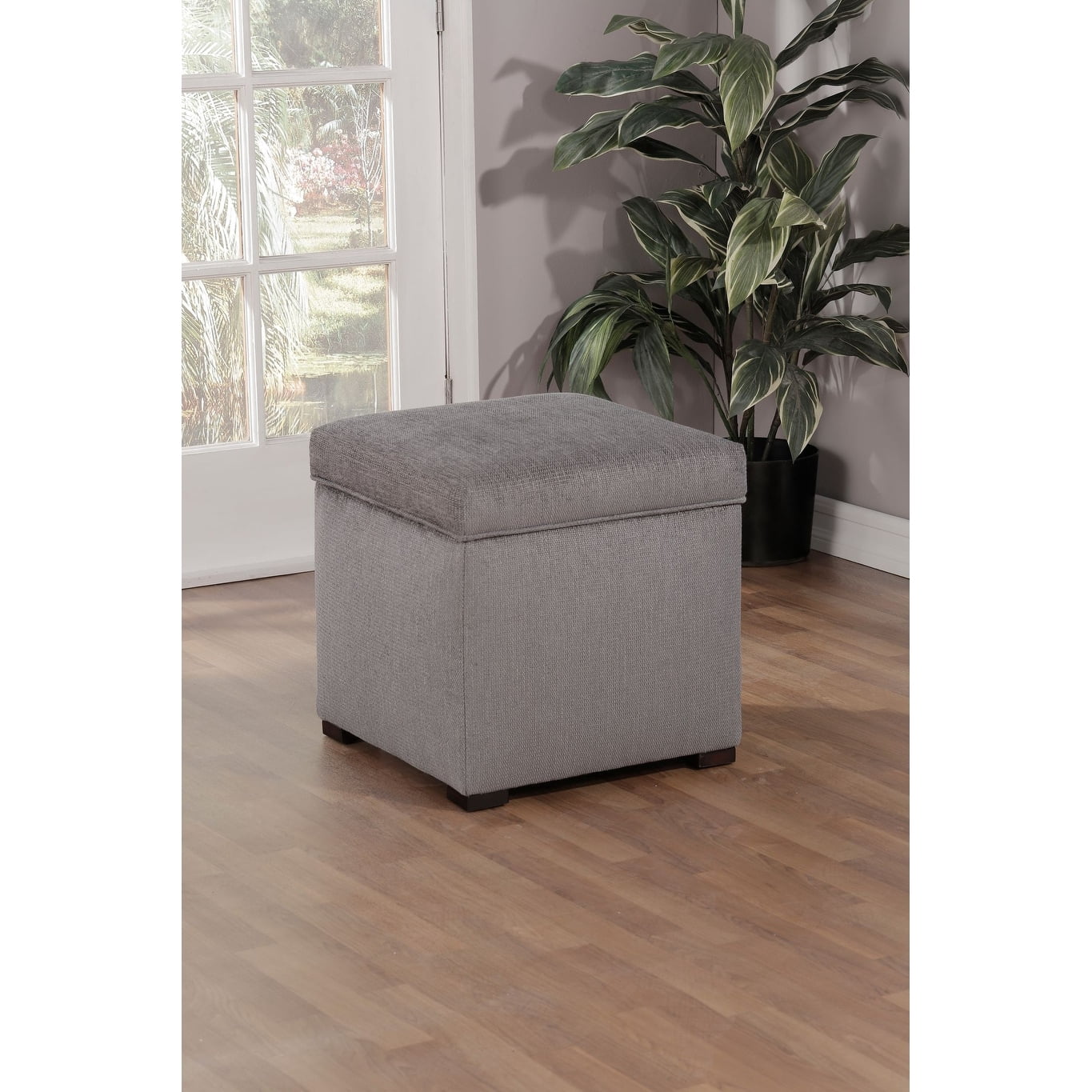 Sole Designs Tami by Upholstered Square Storage Ottoman Grey Jacquard ...