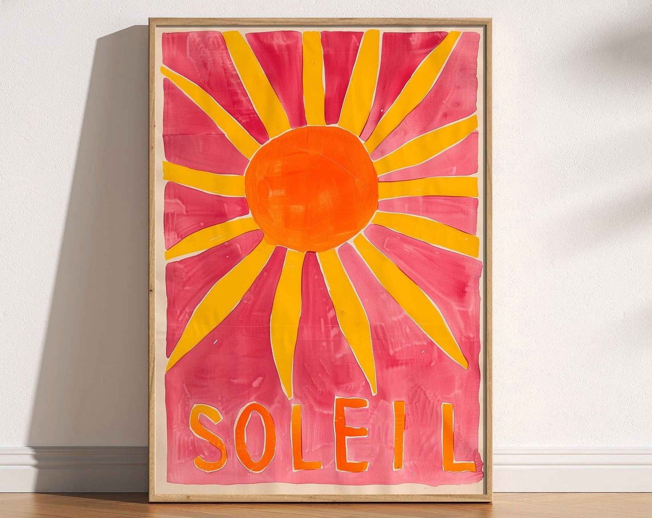 Soleil Colourful Summer Print, Retro Sun Poster, Abstract Modern Sun ...