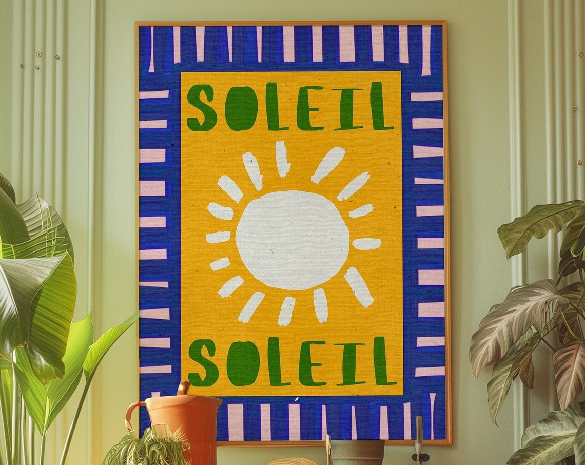 Soleil Poster, Eclectic Maximalist Art, Blue Wall Art, Kitchen Wall ...