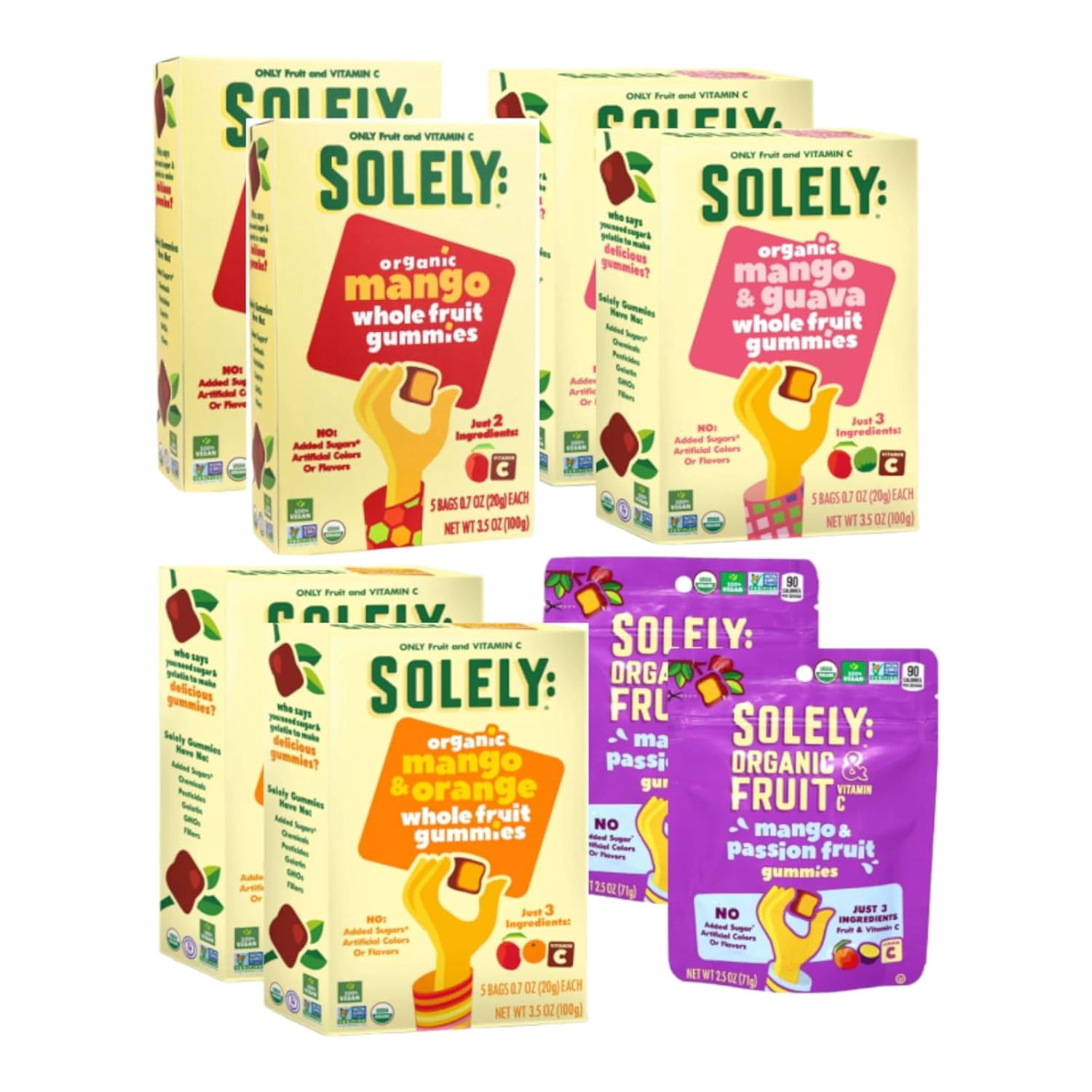 Solely Organic Fruit 8-Pack Variety Sampler | 2x , -Orange, -Guava ...