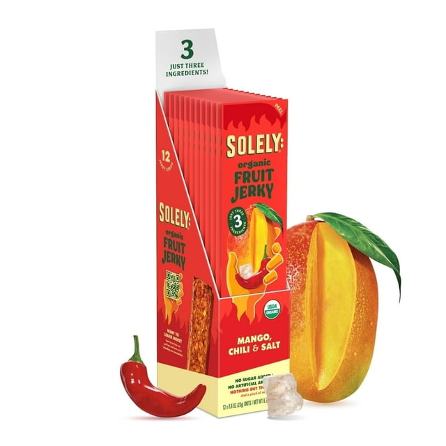Solely Organic Mango with Chili & Salt Fruit Jerky - Organic Fruit ...
