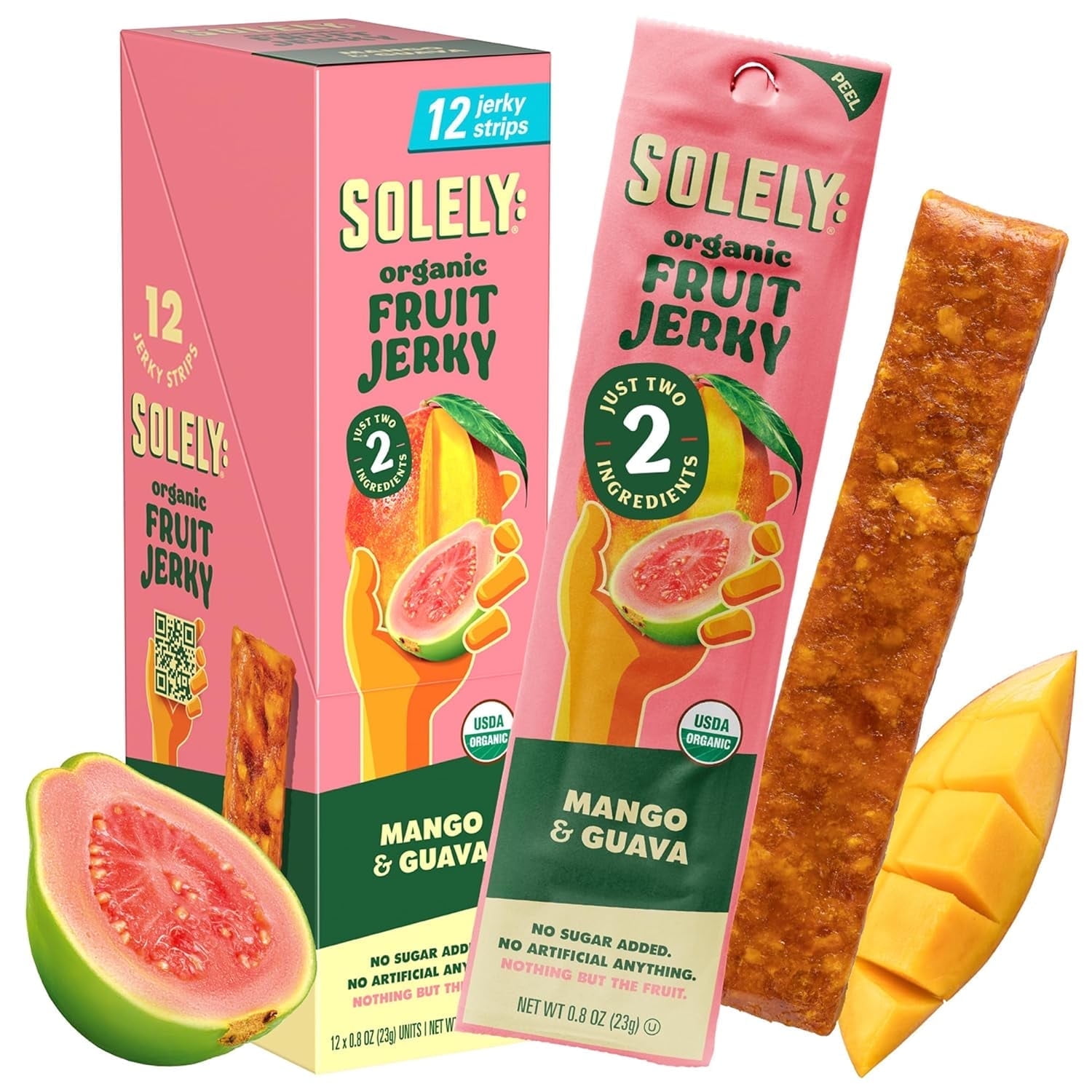 Solely Organic Mango Guava Fruit Jerky, All Natural, Vegan Healthy ...