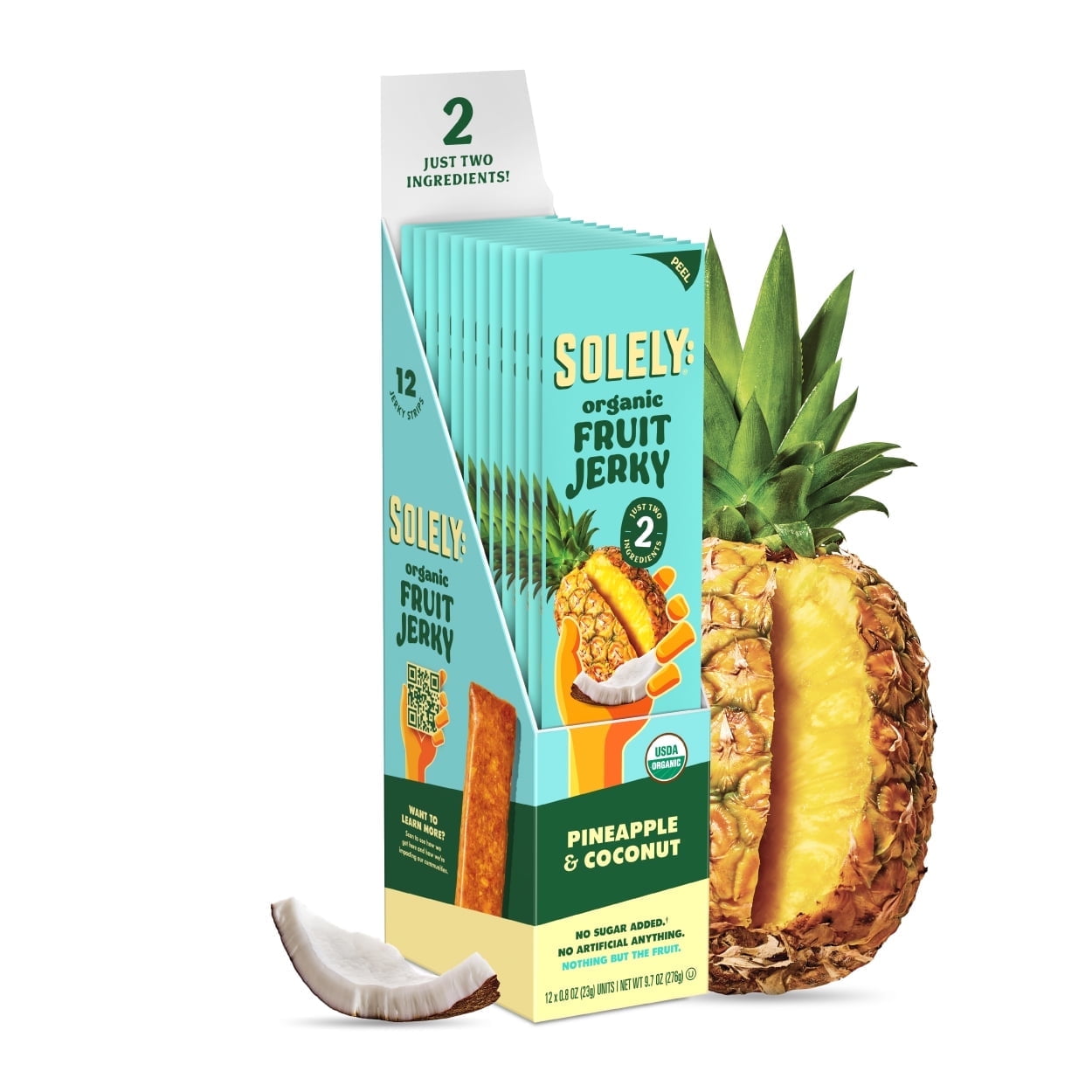 Solely Organic Pineapple Coconut Fruit Jerky - Organic Fruit Snack ...