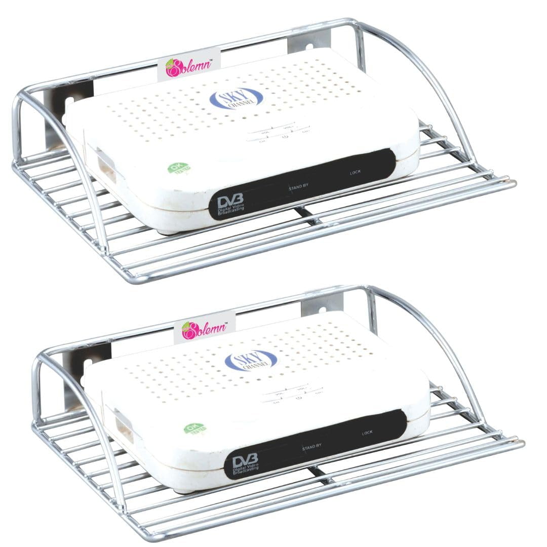 Solemn Stainless Steel Set Top Box Wall Mount Shelf Silver Wire Rack ...