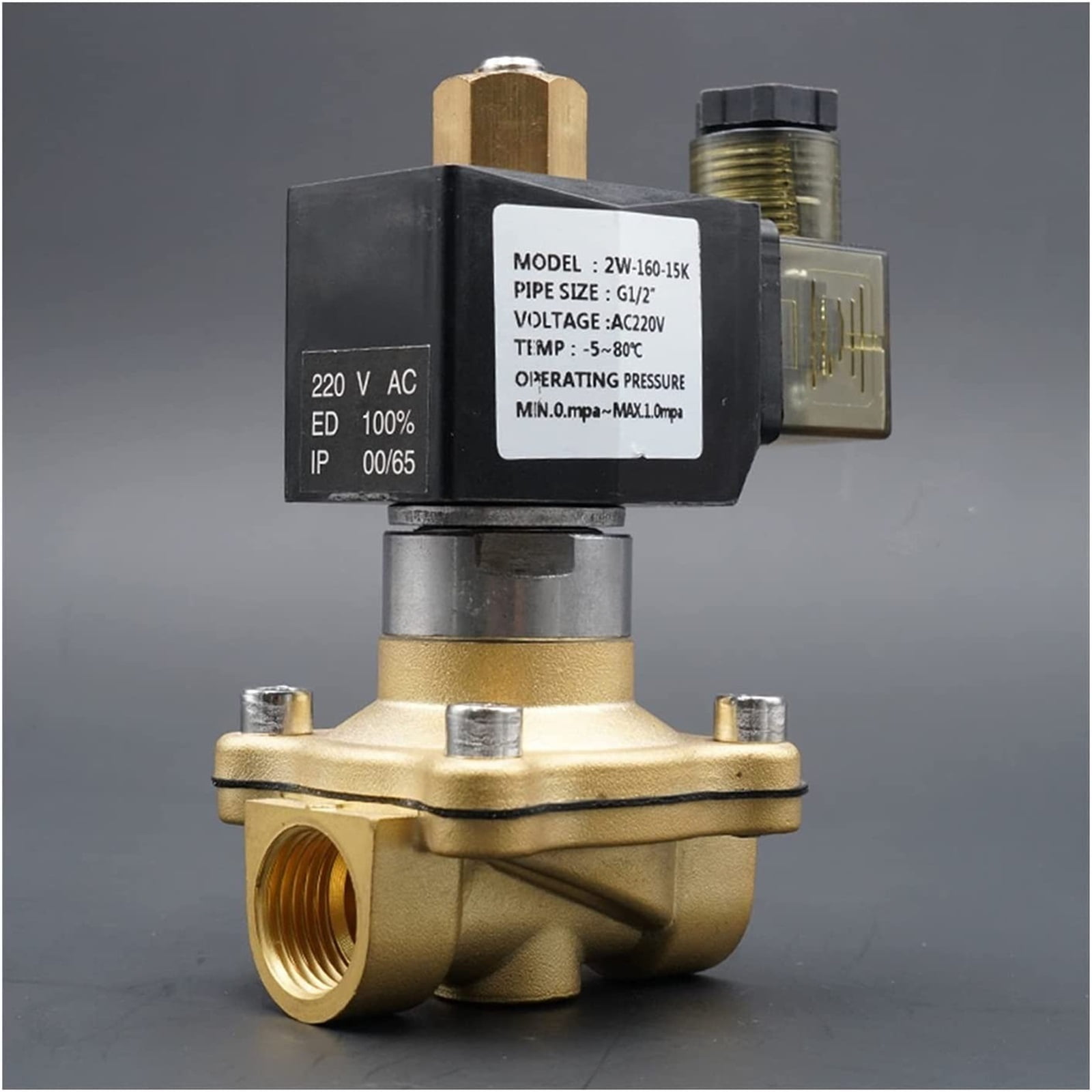 Solenoid Valve 1/4 3/8 1/2 3/4 Inch Normally Open Valve Brass Water Valve AC220V DC24V EPDM ...