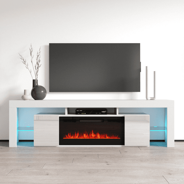 "Soleo BL-EF 79"" TV Stand with Electric Fireplace, Fits TVs up to 90 ...