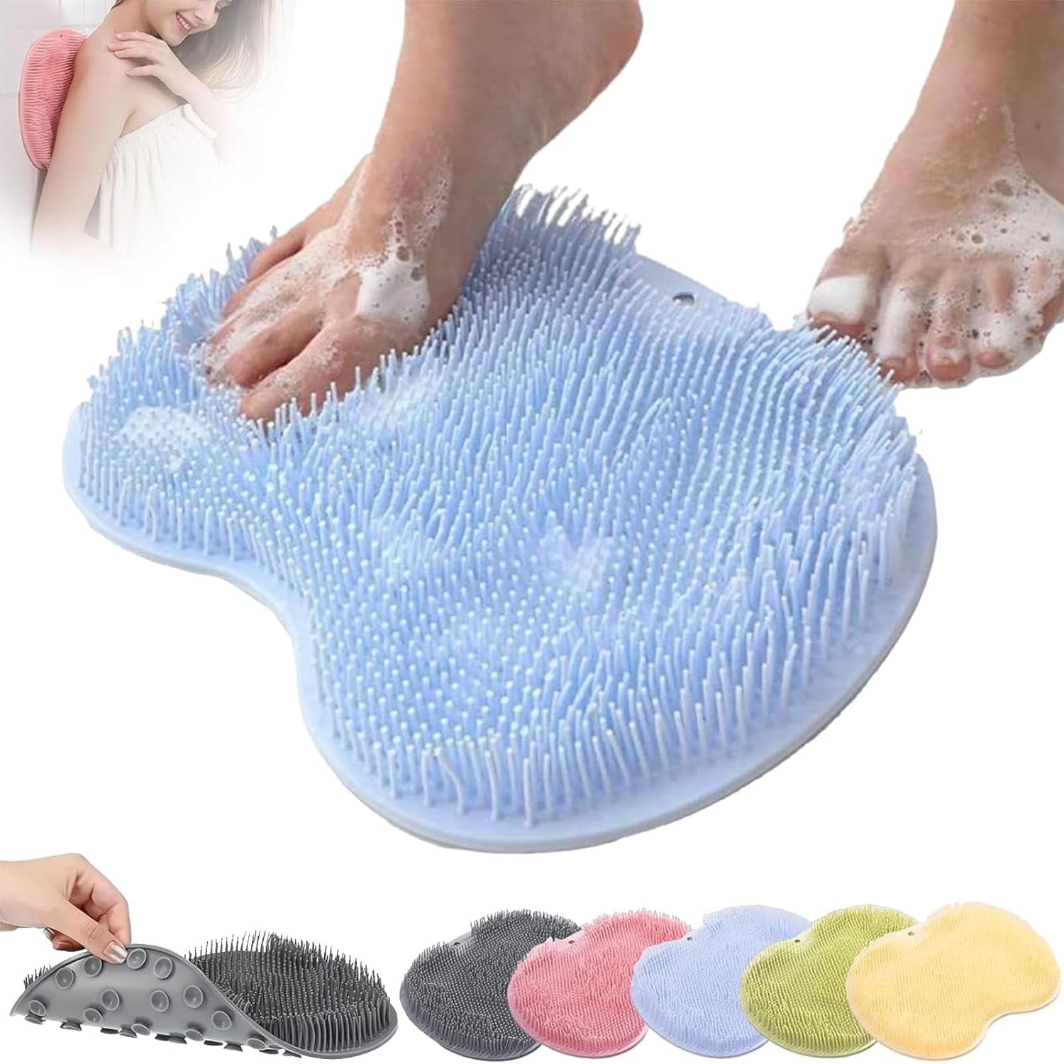 Solespa Hands-Free Silicone Foot Scrubber Mat, Foot Scrubber in Shower ...