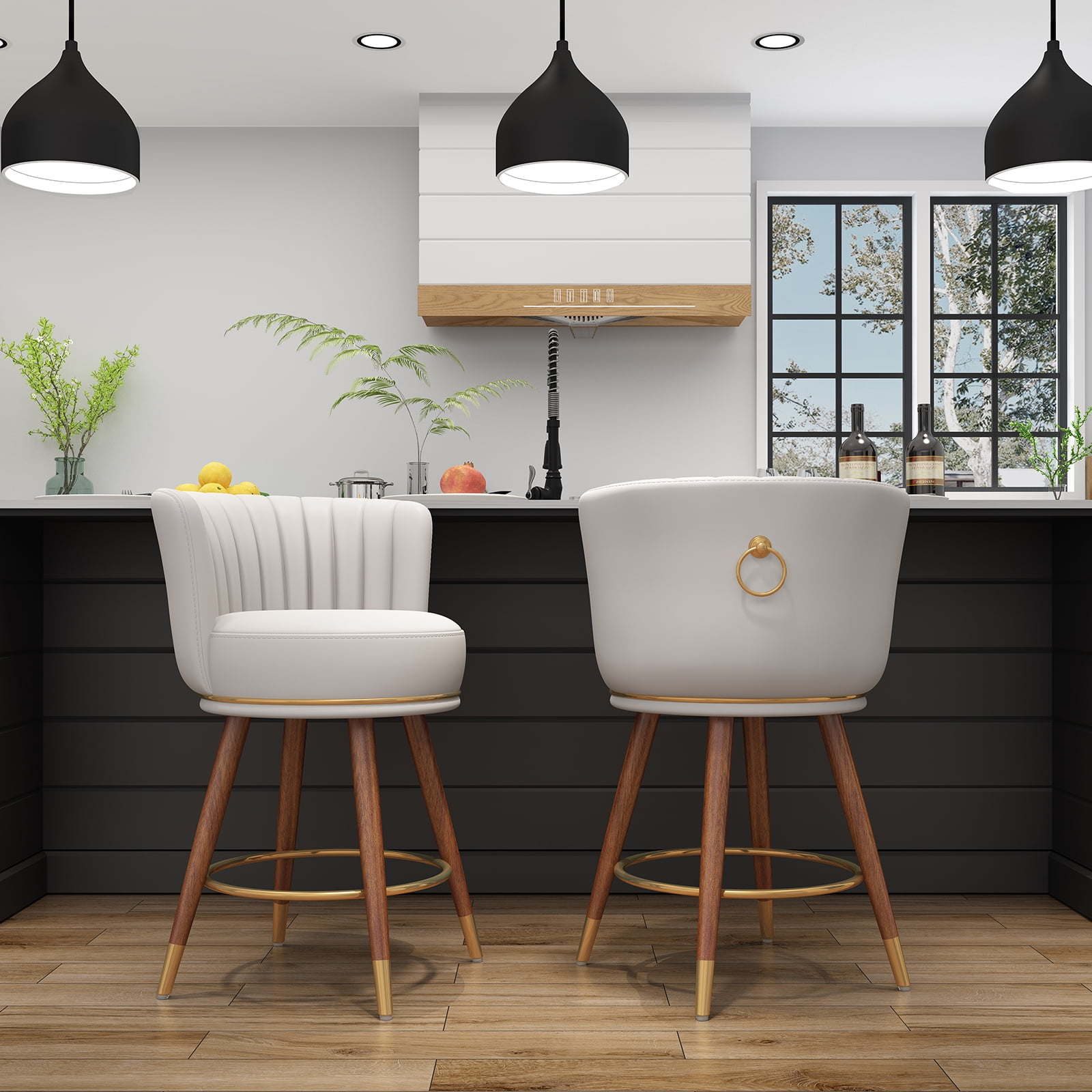 Solfway 24" Bar Stools, Counter Height Bar Stools, Modern Swivel ...