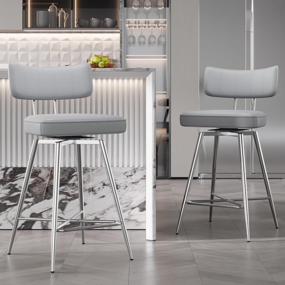 Solfway Swivel Counter Height Bar Stools Set of 2, 26" Leather Swivel ...