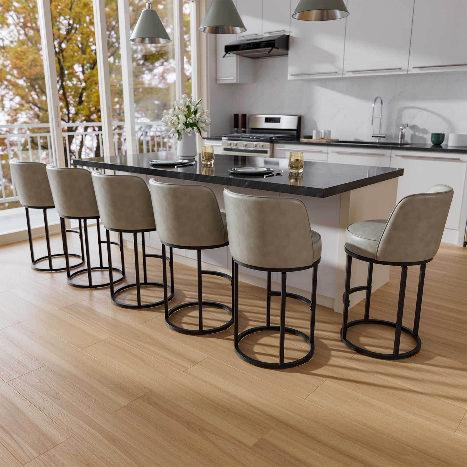 Solfway Bar Stools Set of 6, 26 inch Counter Height Bar Stools, Swivel ...