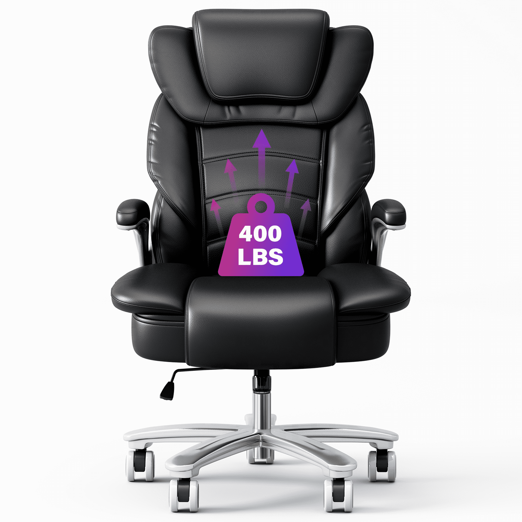 Solfway Black Ergonomic PU Leather Office Chair High Back Task Chair ...