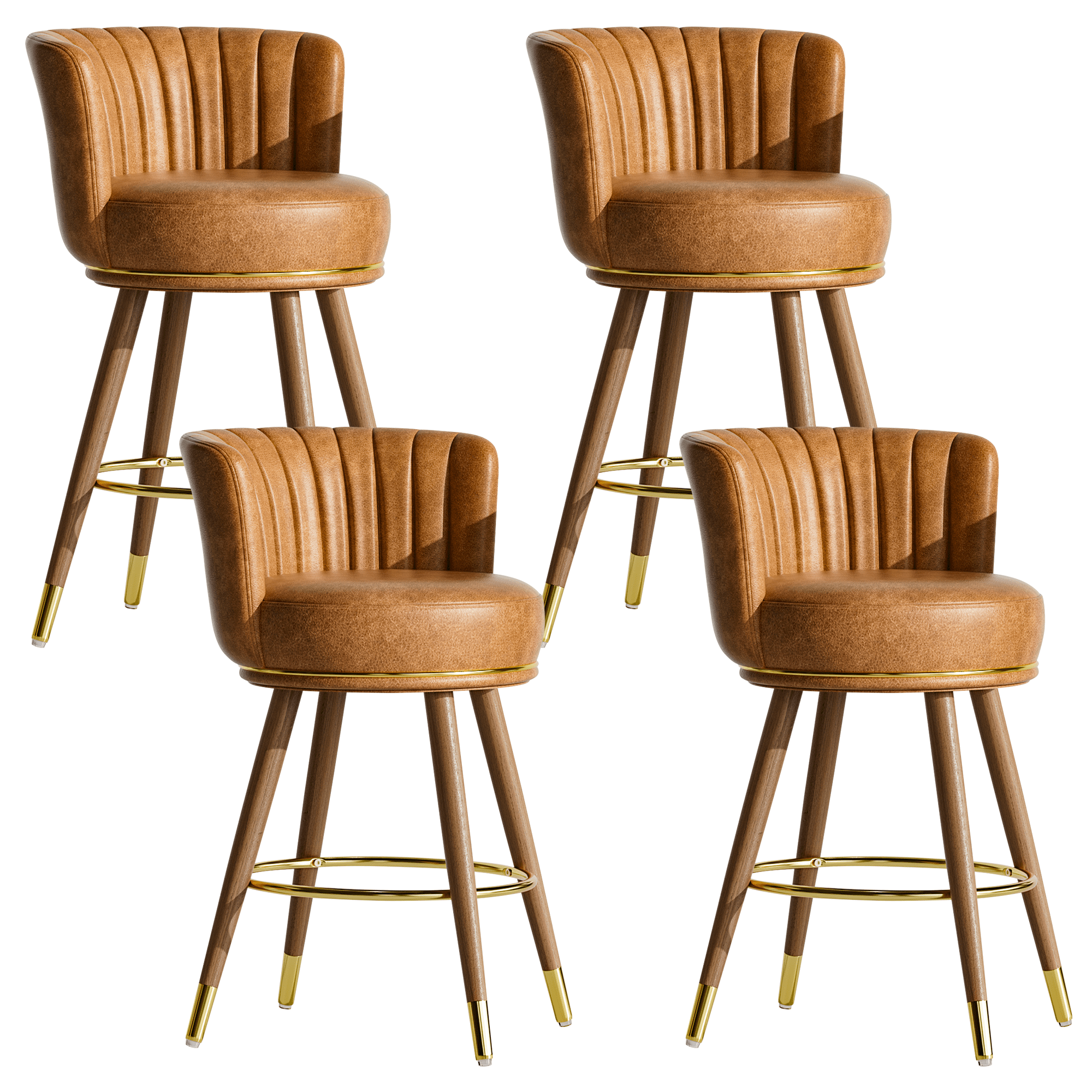 Solfway Counter Height Bar Stools, Round Seat Swivel Bar Stool Set of 4 ...