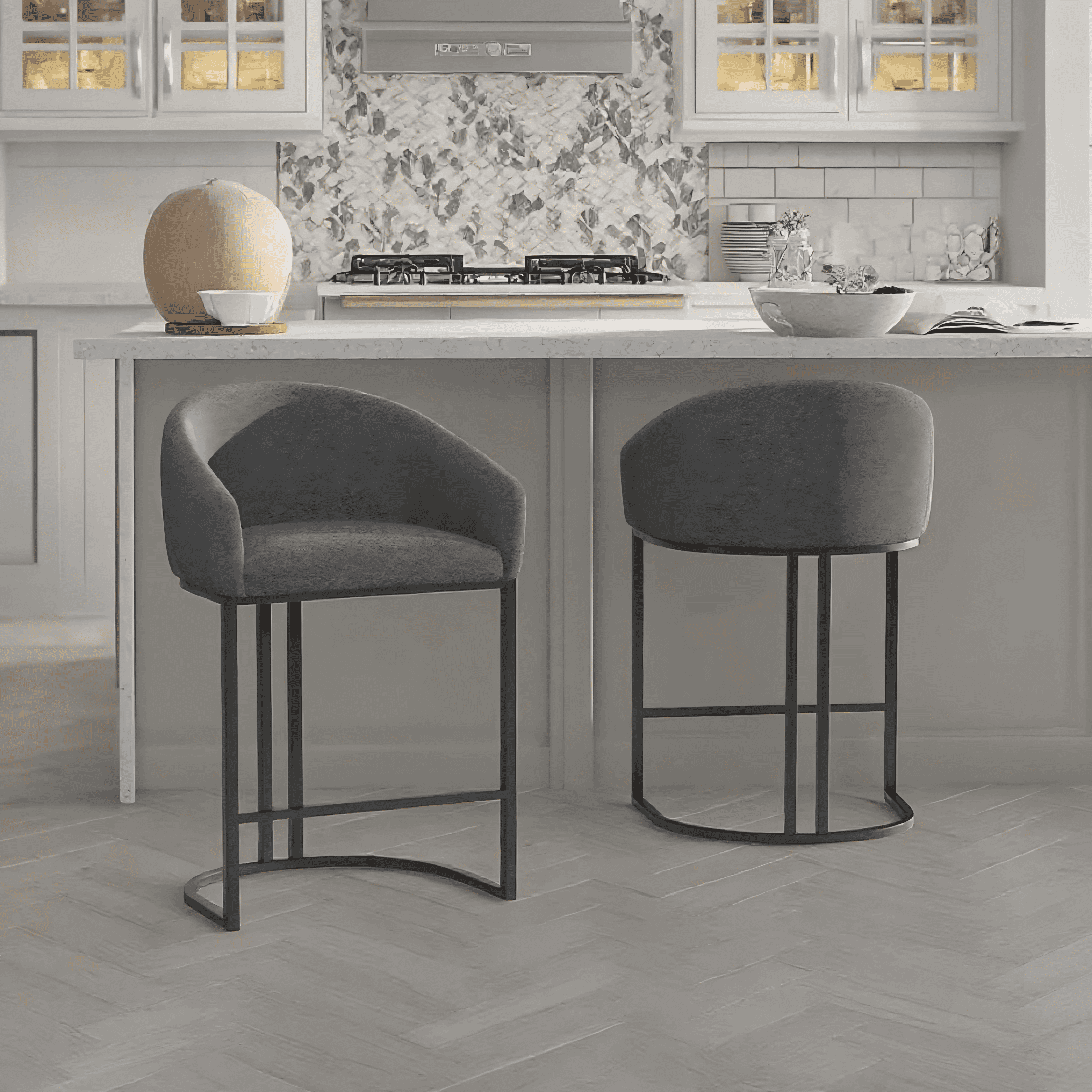 Solfway Counter Height Bar Stools Set of 2, 26 Inch Middle Back Modern ...