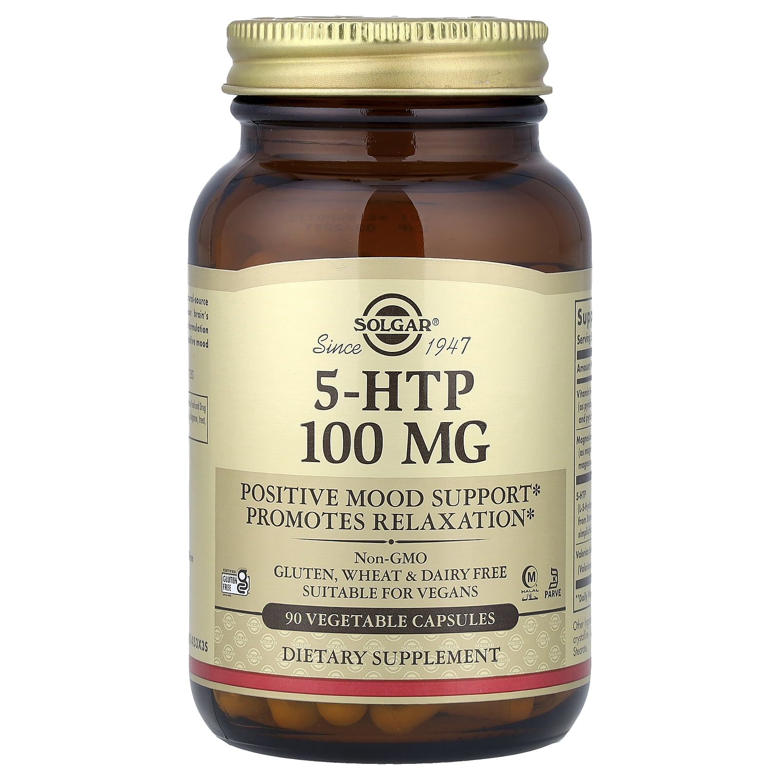 Solgar 5-HTP 100 mg Vegetable Capsules - 90 ct - Walmart.com